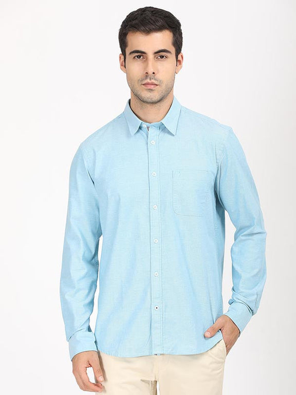 Buy Men Solid Full Sleeve Cotton Stretch Shirt Online | Indian Terrain