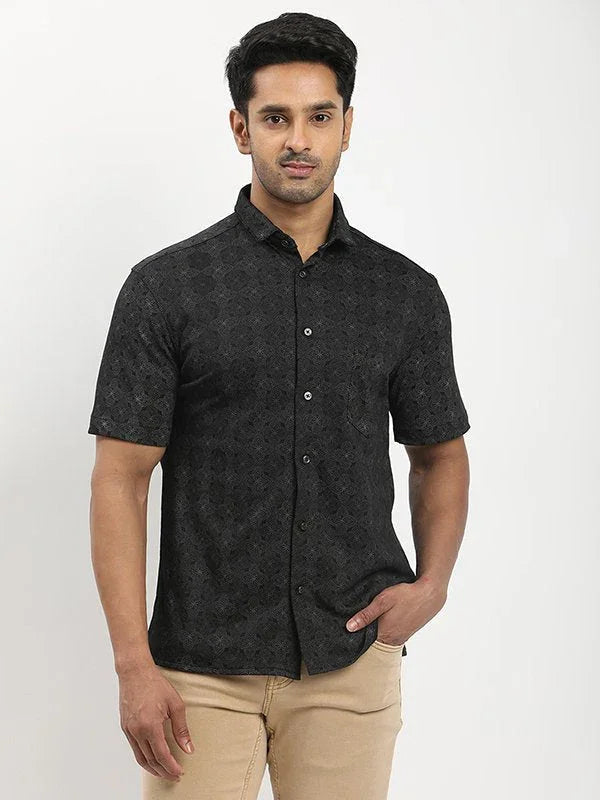 Buy Men Printed Half Sleeve Cotton Blend Shirt Online | Indian Terrain