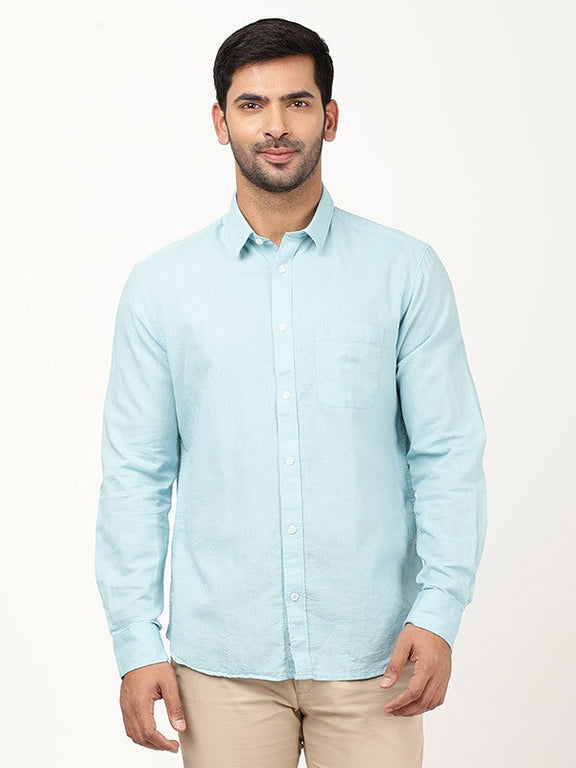 Buy Men Solid Full Sleeve Cotton Blend Shirt Online | Indian Terrain