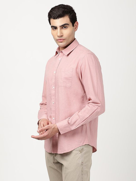 Buy Men Solid Full Sleeve Cotton Blend Shirt Online | Indian Terrain